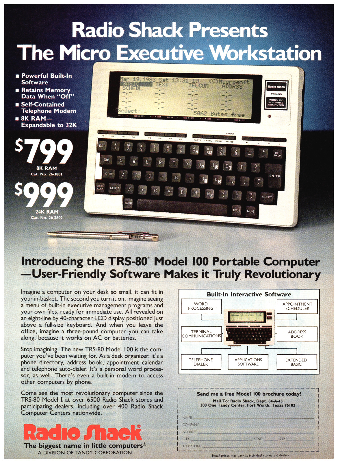 传奇100——TRS-80 Model 100 - GeekLogic